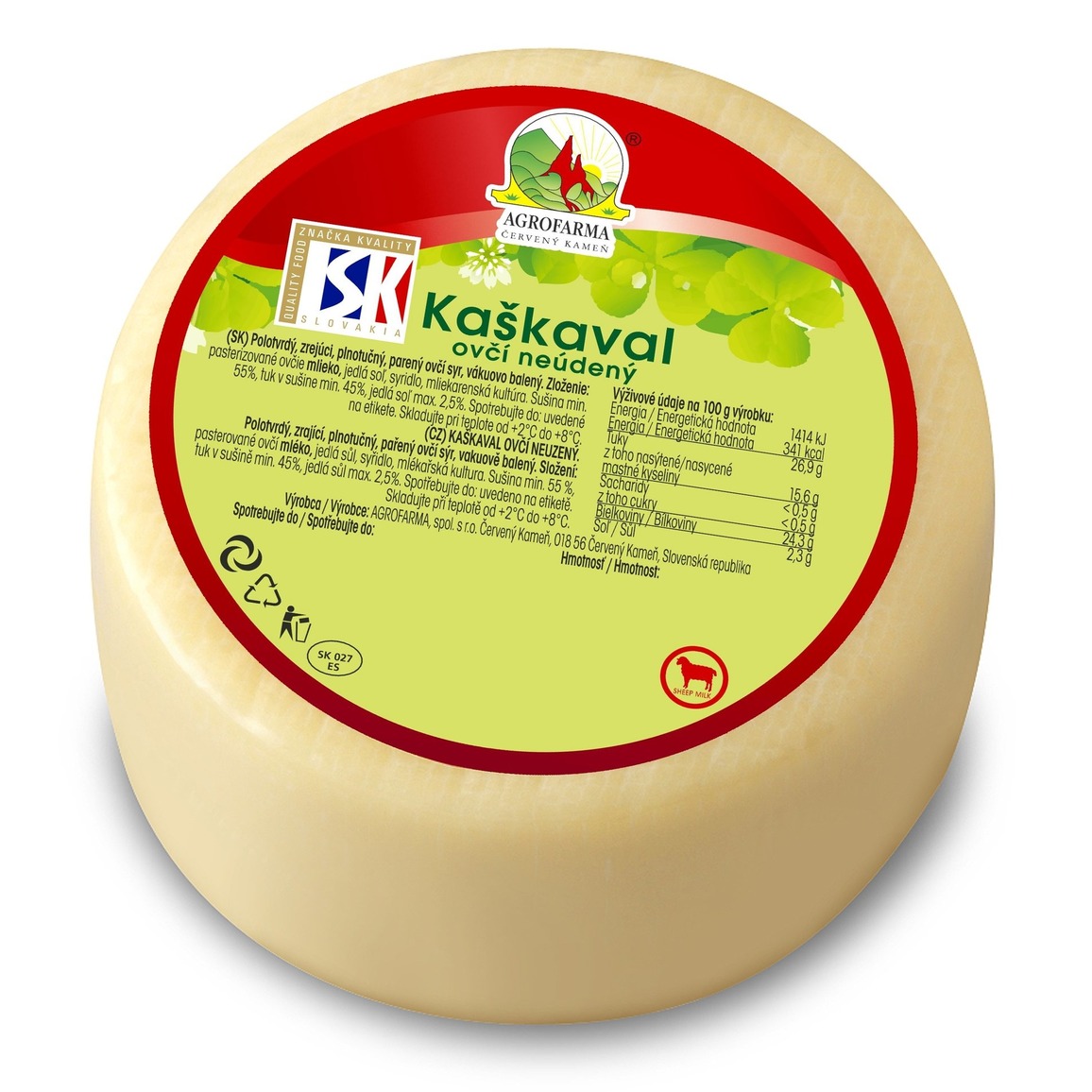 Agrofarma - traditional cheeses and bryndza - Sheep Kashkaval cheese